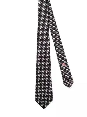 Giorgio Armani Geometric-pattern Silk Neck Tie - Black