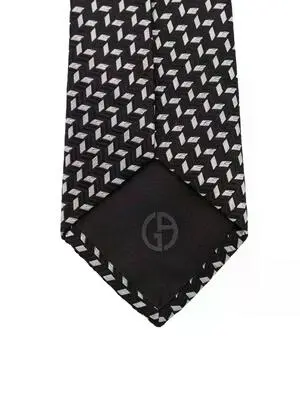 Giorgio Armani Geometric-pattern Silk Neck Tie - Black