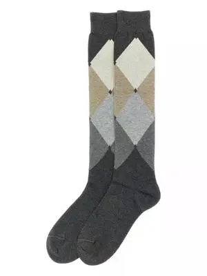 BALLANTYNE Diamond-patterned Stockings - Grey
