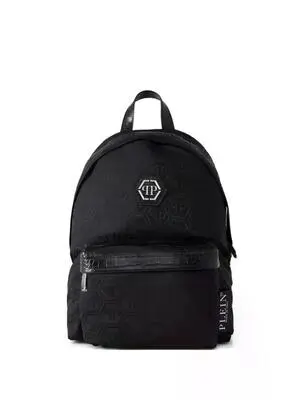 Philipp Plein Monogram Crocodile-skin Backpack - Black