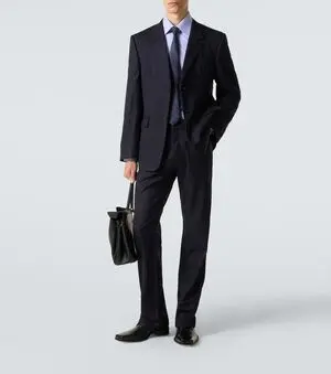 Balenciaga Pinstripe Wool Blazer - Blue