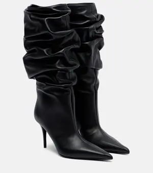 Amina Muaddi Anok 90 Leather Mid-calf Boots