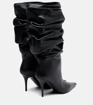 Amina Muaddi Anok 90 Leather Mid-calf Boots