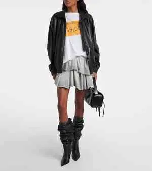 Amina Muaddi Anok 90 Leather Mid-calf Boots