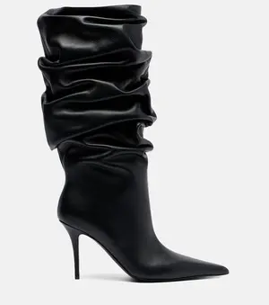 Amina Muaddi Anok 90 Leather Mid-calf Boots