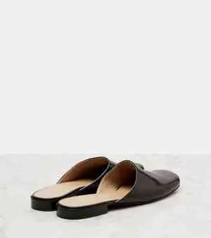 THE ROW Penelope Leather Mules - Brown