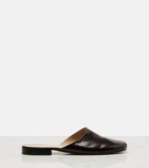 THE ROW Penelope Leather Mules - Brown