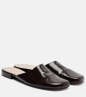 THE ROW Penelope Leather Mules Brown