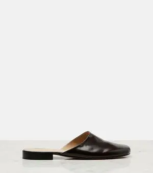THE ROW Penelope Leather Mules - Brown