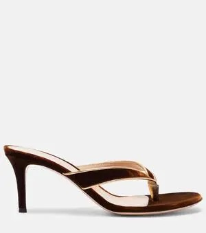 GIANVITO ROSSI Calypso 70 Velvet Thong Sandals - Brown
