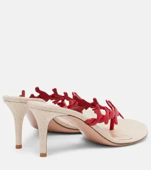 GIANVITO ROSSI Ocean Canvas And Leather Thong Sandals - Red