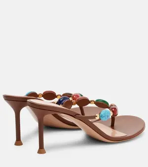 GIANVITO ROSSI Embellished Leather Thong Sandals