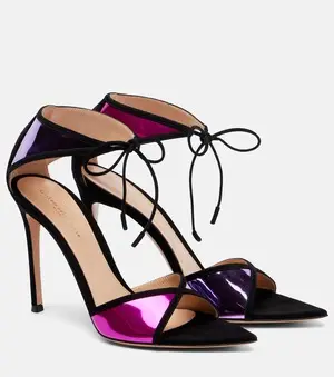 GIANVITO ROSSI 105 Suede-trimmed Metallic Leather Pumps - Pink