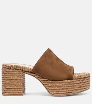 GIANVITO ROSSI Suede Platform Espadrille Mules