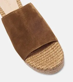 GIANVITO ROSSI Suede Platform Espadrille Mules