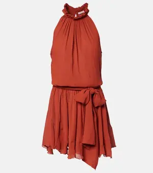 Poupette St Barth Bianca Gathe Mini Dress - Red