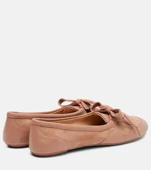GIANVITO ROSSI Leather-trimmed Suede Ballet Flats