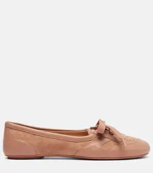 GIANVITO ROSSI Leather-trimmed Suede Ballet Flats