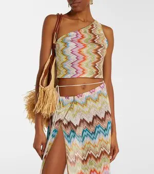 Missoni Zigzag One-shoulder Crop Top - Multicoloured