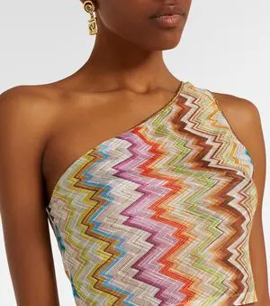 Missoni Zigzag One-shoulder Crop Top - Multicoloured