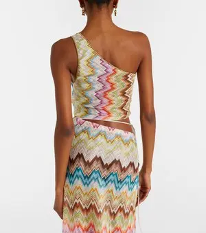 Missoni Zigzag One-shoulder Crop Top - Multicoloured