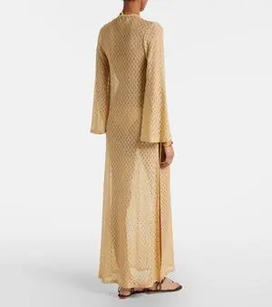 Missoni Open-knit Tie-neck Lamé Kaftan - Gold