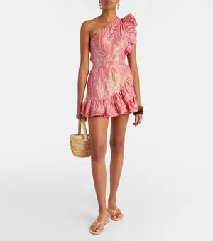 Poupette St Barth Corinne Cotton-blend Lamé Minidress - Pink