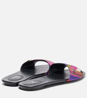Emilio Pucci Multicolor Printed Silk Slides - Multicoloured