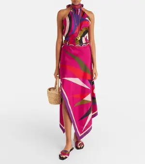 Emilio Pucci Multicolor Printed Silk Slides - Multicoloured