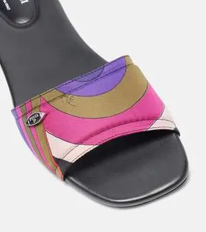 Emilio Pucci Multicolor Printed Silk Slides - Multicoloured