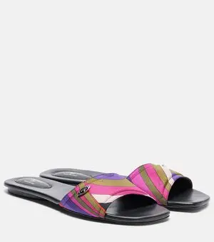 Emilio Pucci Multicolor Printed Silk Slides - Multicoloured