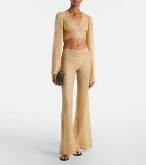 Missoni Open-knit Lamé Flared Pants - Gold