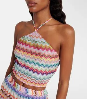 Missoni Zig Zag Halterneck Lamé Crop Top - Multicoloured