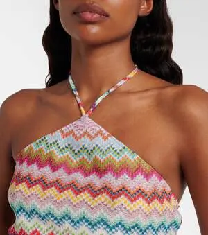 Missoni Zig Zag Halterneck Lamé Crop Top - Multicoloured