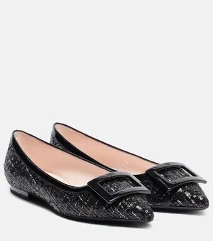 ROGER VIVIER Gommettine Sequined Ballet Flats - Black