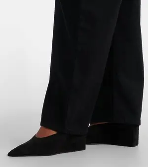 Alaïa Cube 75 Suede Wedge Mules - Black