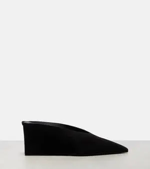 Alaïa Cube 75 Suede Wedge Mules - Black