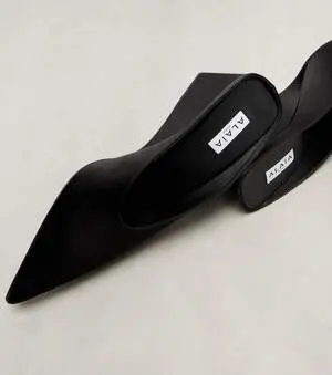 Alaïa Cube 75 Satin Wedge Mules - Black