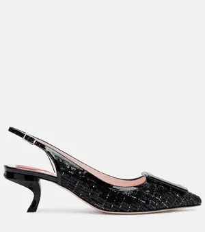 ROGER VIVIER Virgule 55 Sequined Slingback Pumps - Black