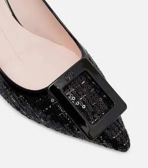 ROGER VIVIER Virgule 55 Sequined Slingback Pumps - Black
