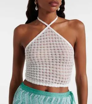 Missoni Open-knit Halterneck Lamé Crop Top