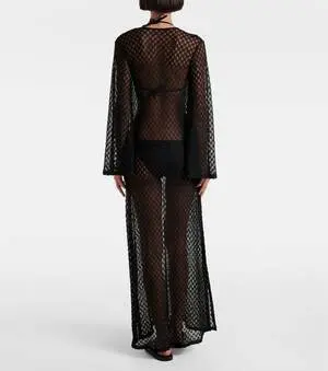Missoni Open-knit Tie-neck Lamé Kaftan