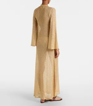 Missoni Open-knit Tie-neck Lamé Kaftan - Gold