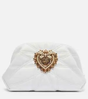 Dolce & Gabbana Devotion Small Embellished Leather Clutch - White