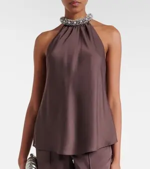 Simkhai Embellished Satin Top