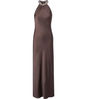 Simkhai Embellished Satin Gown - Brown