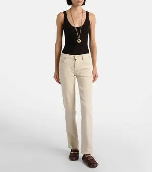 7 For All Mankind Calie Mid-rise Straight Jeans - Beige