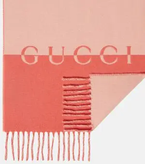 Gucci Logo Wool And Cashmere Scarf - Pink