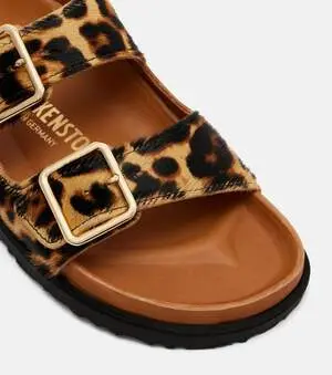 BIRKENSTOCK Arizona Leopard-print Calf Hair Slides - Beige