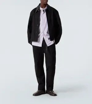 Studio Nicholson Aaron Levine Dover Cotton Jacket With Leather Collar